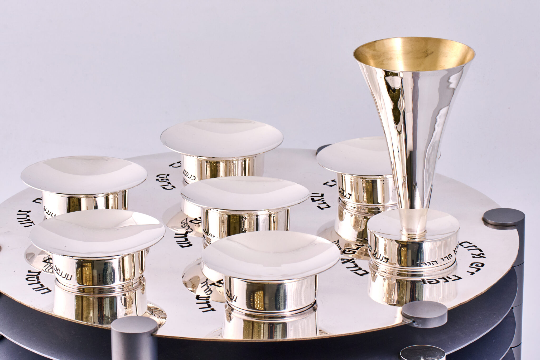 Contemporary Sterling Silver Seder Plate with 3 Tier - Nadav Art By Avi ...