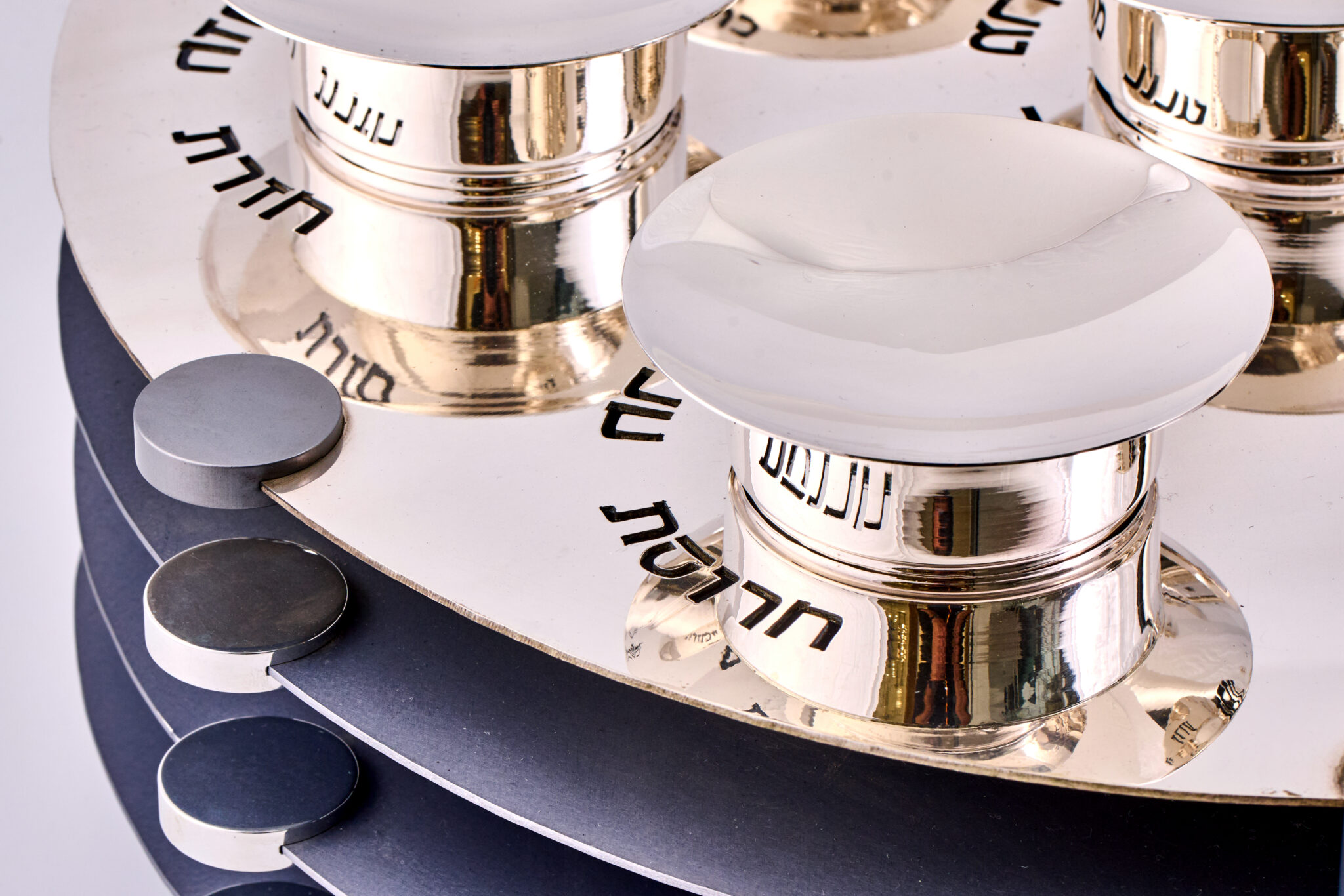 Contemporary Sterling Silver Seder Plate with 3 Tier - Nadav Art By Avi ...