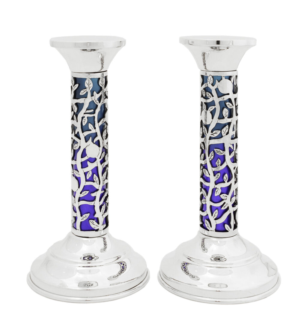 Shabbat Set 3 Piece Challah Board & Knife, Candlesticks - Nadav