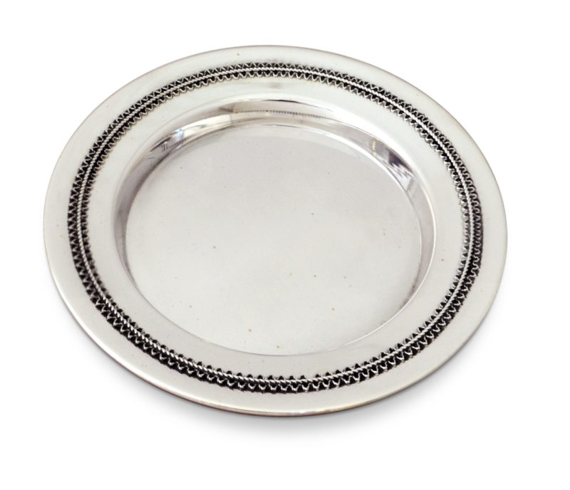 Mid Size Classic Silver Kiddush Plate - Nadav Art By Avi Nadav