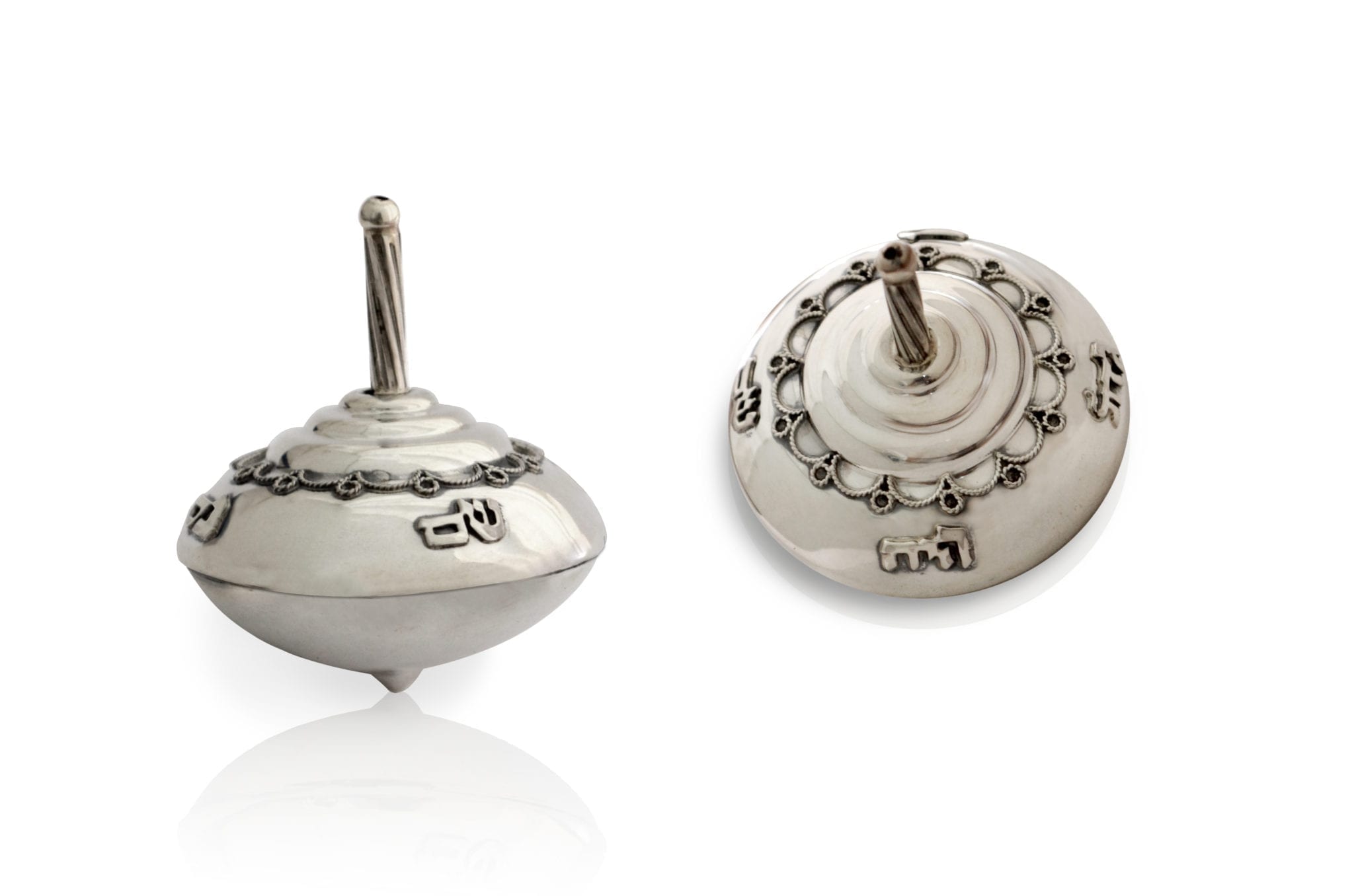 smashing Hanukkah Silver Dreidel - Nadav Art By Avi Nadav