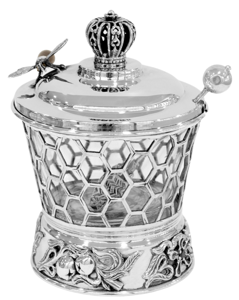 925 Sterling Silver Beehive Honey Dish - Nadav Art By Avi Nadav