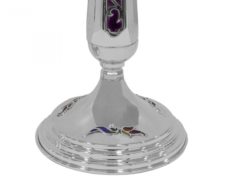 Extra Large 925 Sterling Silver Heavy Candlesticks with Colorful Enamel ...