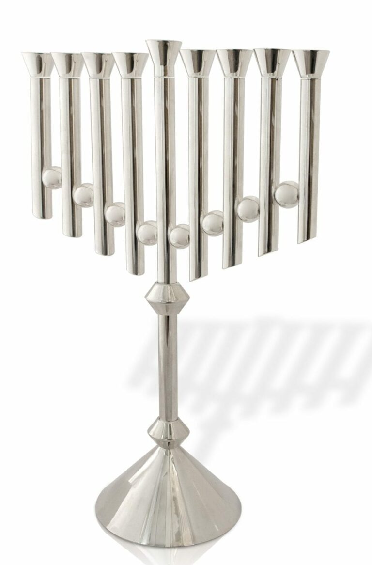 Silver Extra Large Hanukkah Menorah - Nadav Art By Avi Nadav