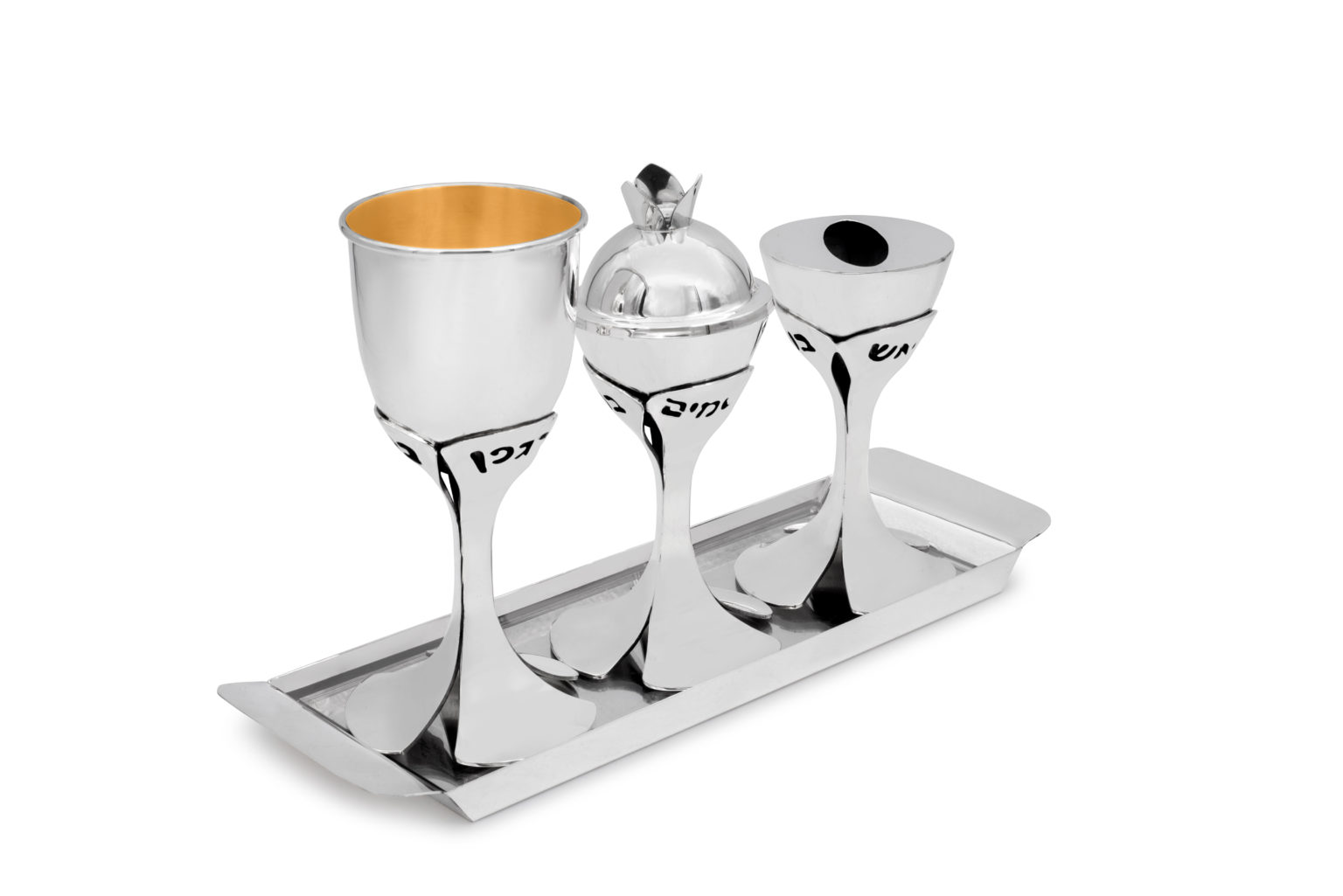 Complete Contemporary Sterling Silver Havdalah Set - Nadav Art By Avi Nadav