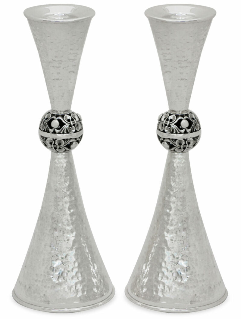 Small Hammered Candlesticks with an Adorning Sphere - Nadav Art By Avi ...