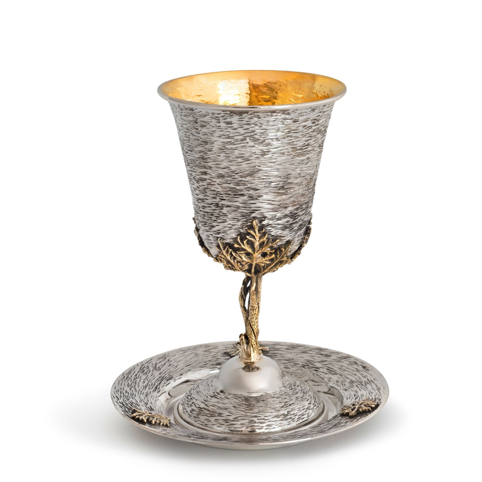 Nature-Inspired Unique Hammering Silver Plate - Nadav Art By Avi Nadav