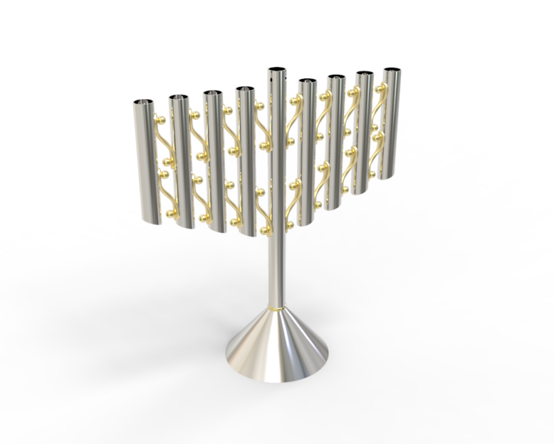 Special Modern Large Chabad Menorah from Sterling Silver