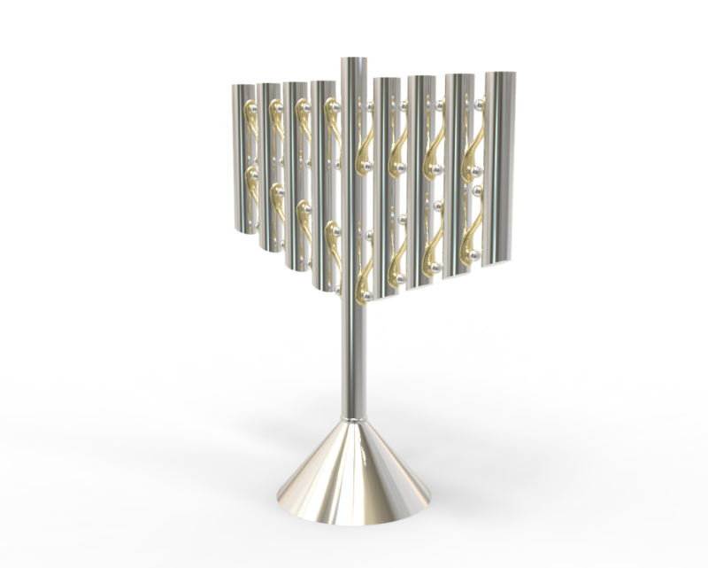 Special Modern Large Chabad Menorah from Sterling Silver