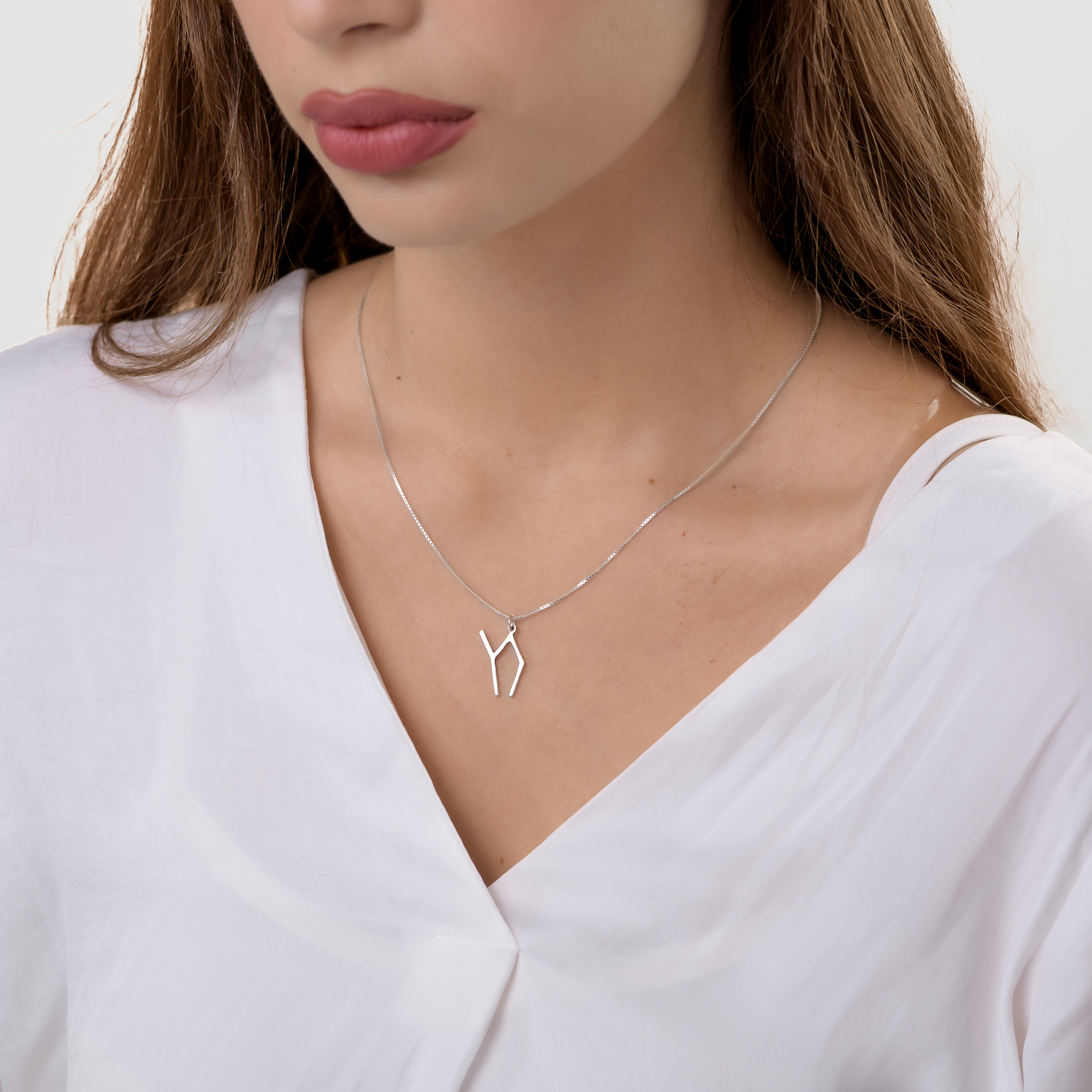 Delicate Geometric Home Design 14K Gold Chai Necklace | Nadav